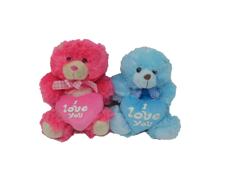 Coloured bear with heart (4 colours mixed) - 8" - DP Leisure